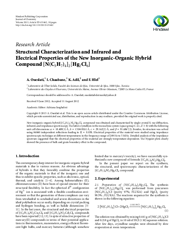 (PDF) Structural Characterization and Infrared and Electrical ...