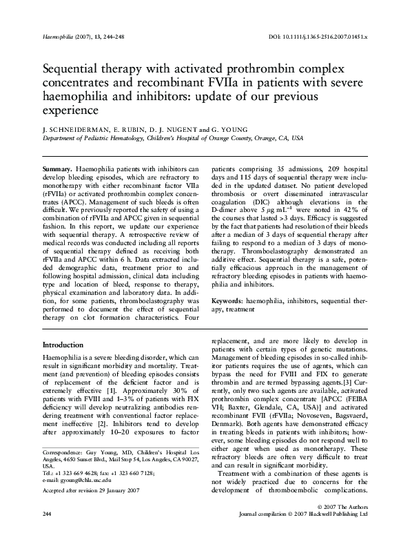 (PDF) Sequential therapy with activated prothrombin complex ...