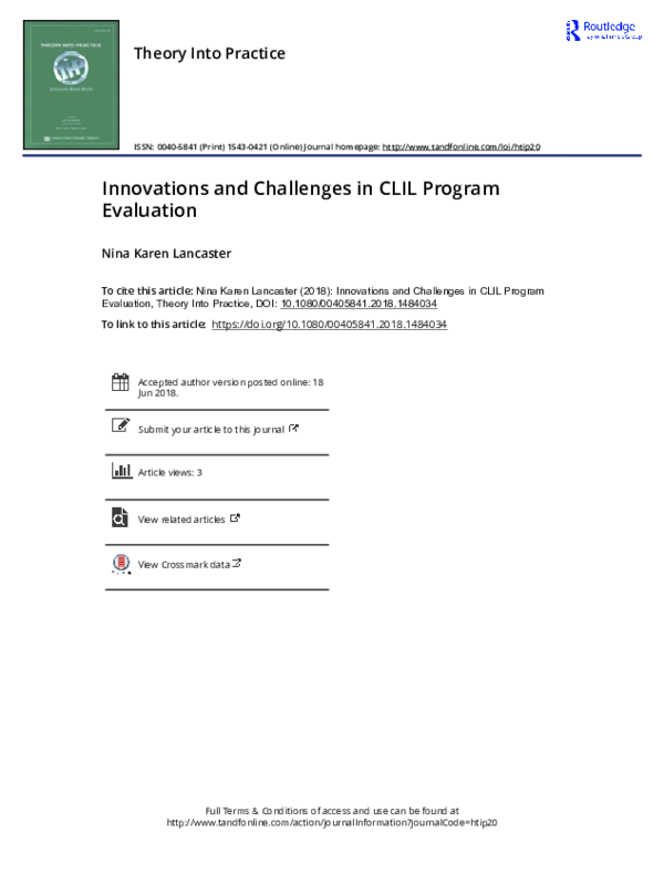 (PDF) Innovations and Challenges in CLIL Program Evaluation