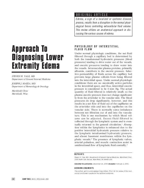(PDF) Approach to diagnosing lower extremity edema
