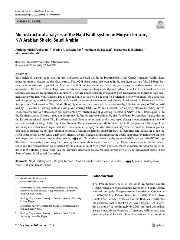 (PDF) Microstructural analyses of the Najd Fault System in Midyan ...