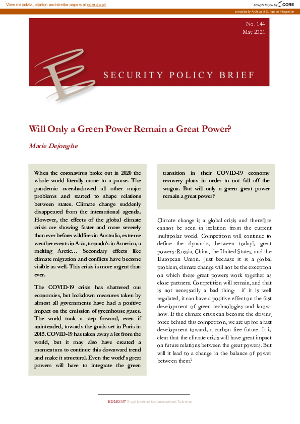 (PDF) Will only a Green Power remain a Great Power? Egmont Security ...