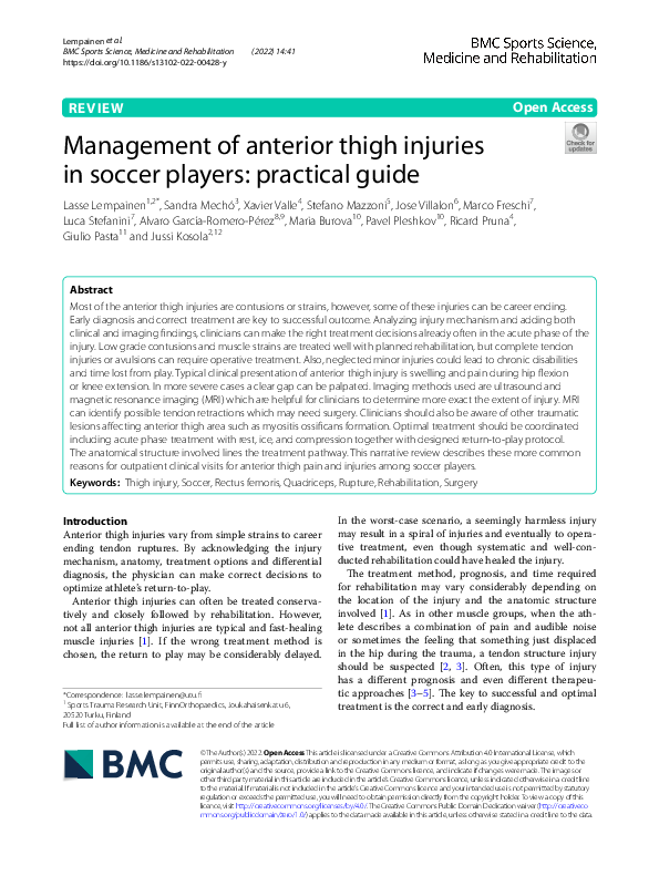 (PDF) Management of anterior thigh injuries in soccer players ...