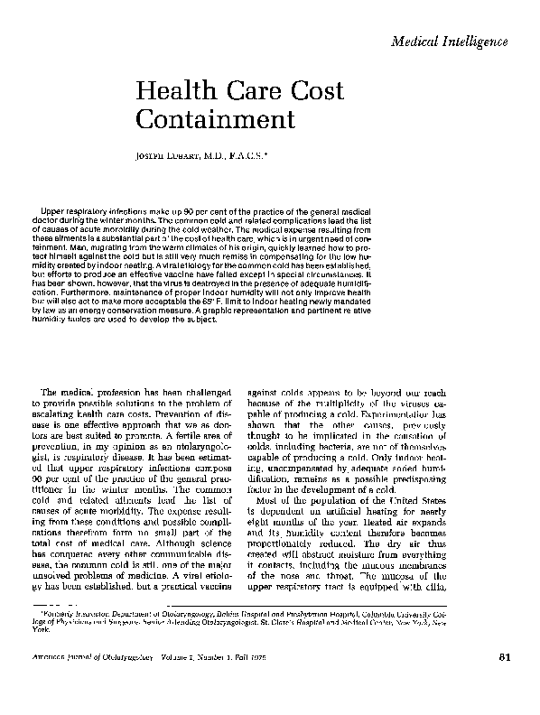 (PDF) Health care cost containment
