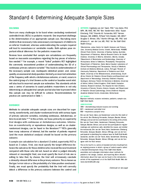 (PDF) Standard 4: Determining Adequate Sample Sizes