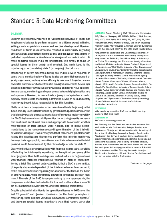 (PDF) Standard 3: Data Monitoring Committees