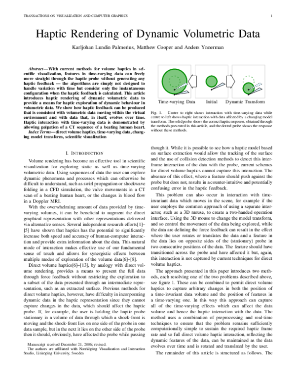 (PDF) Haptic Rendering of Dynamic Volumetric Data | Anders Ynnerman - Academia.edu