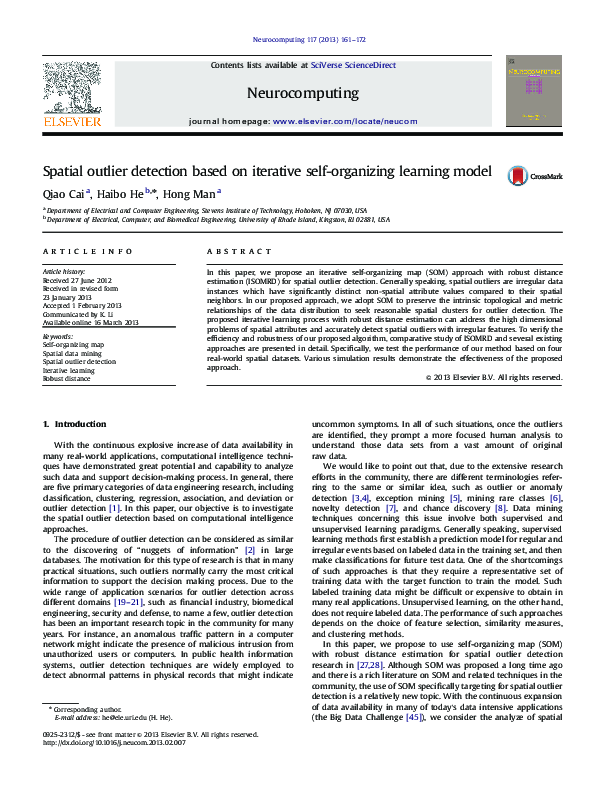 Pdf Spatial Outlier Detection Based On Iterative Self Organizing Learning Model Hong Man