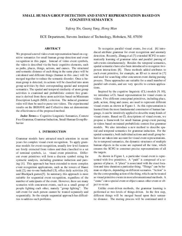 (PDF) Small Human Group Detection and Event Representation Based on ...