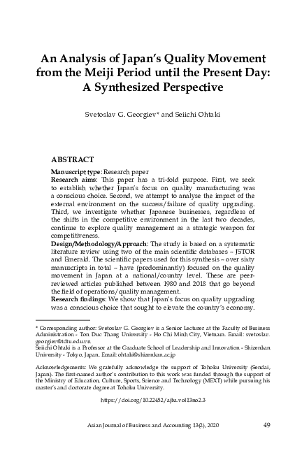 (PDF) An Analysis of Japan’s Quality Movement from the Meiji Period ...