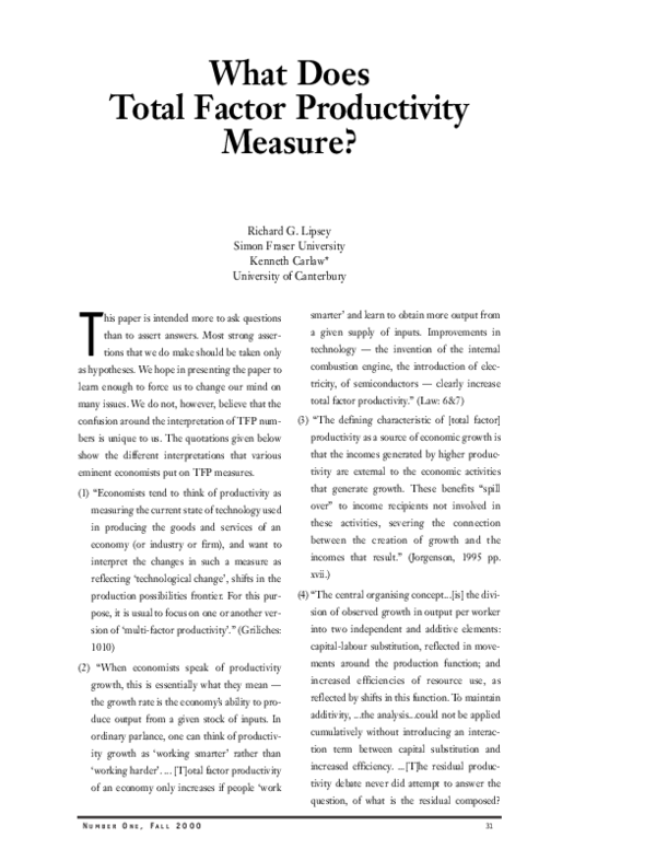 (PDF) What does total factor productivity measure?