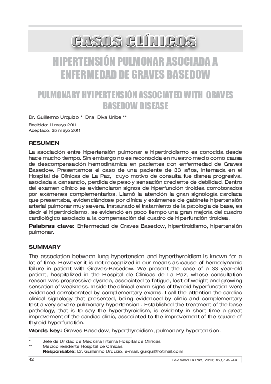 (PDF) Hipertensión Pulmonar Asociada a Enfermedad De Graves Basedow