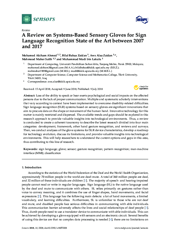 (PDF) A Review on Systems-Based Sensory Gloves for Sign Language ...