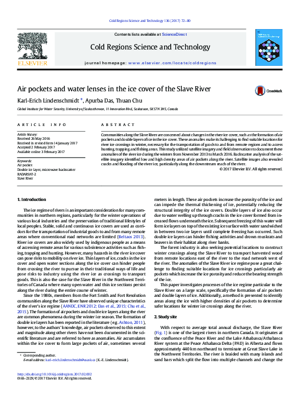 (PDF) Air pockets and water lenses in the ice cover of the Slave River
