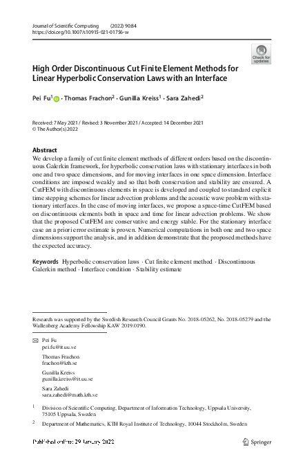 (PDF) High Order Discontinuous Cut Finite Element Methods for Linear Hyperbolic Conservation ...