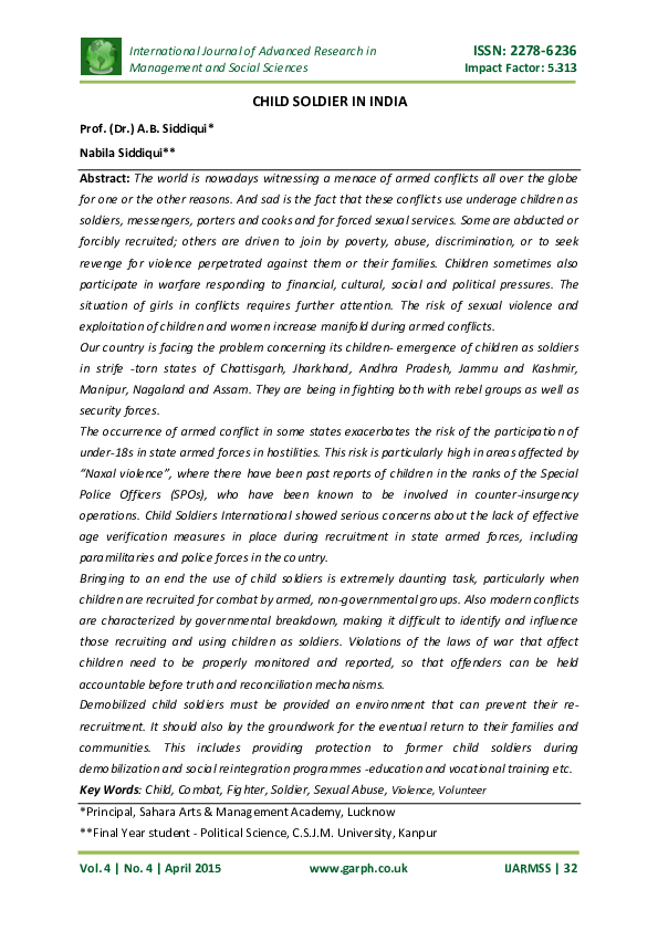 (PDF) Child soldier in India