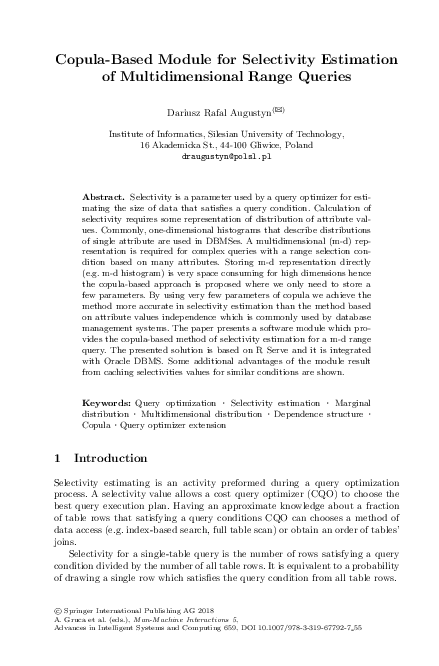 (PDF) Copula-Based Module for Selectivity Estimation of ...