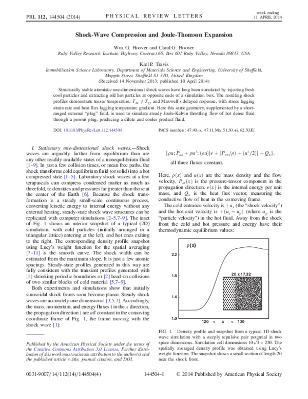 (PDF) Shock-Wave Compression and Joule-Thomson Expansion