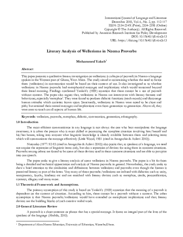 (PDF) Proverbs in wellerisms