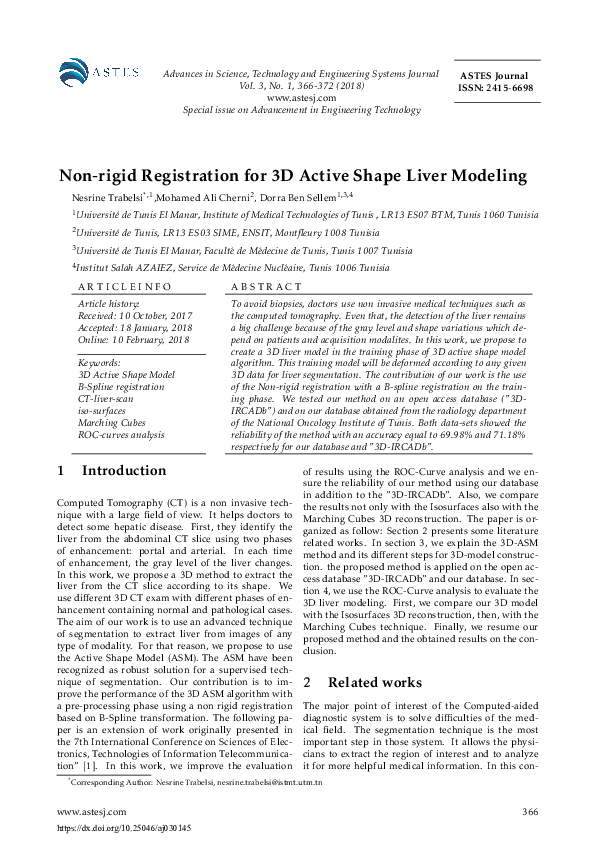 (PDF) Non-rigid Registration for 3D Active Shape Liver Modeling