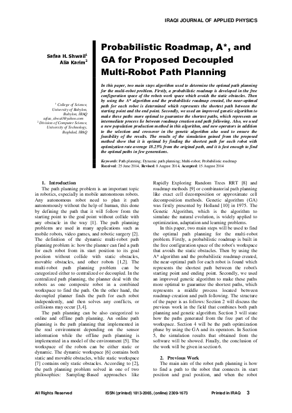 (PDF) Optimal Multi-Robot Path Planning via A* & GA
