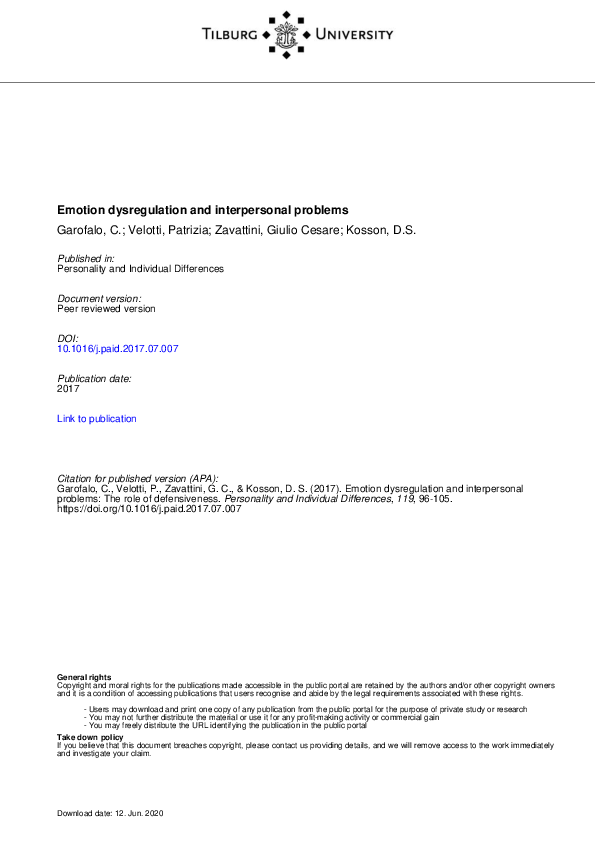 (PDF) Emotion dysregulation and interpersonal problems: The role of ...