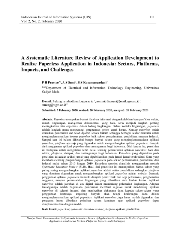 (PDF) A Systematic Literature Review of Application Development to Realize Paperless Application ...