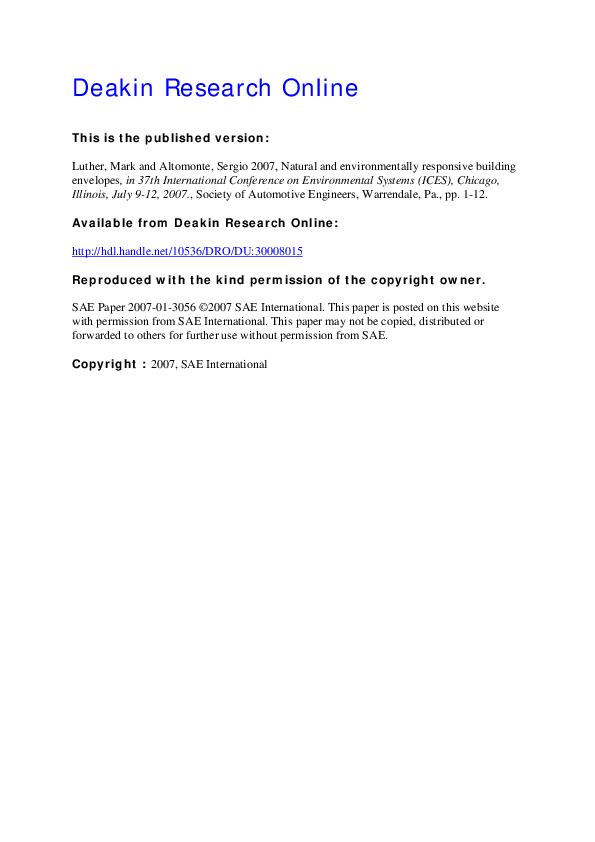 (PDF) Natural and Environmentally Responsive Building Envelopes | mark ...