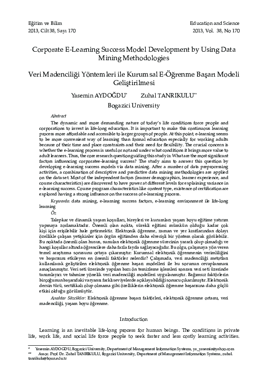 (PDF) Corporate E-Learning Success Model Development by Using Data ...