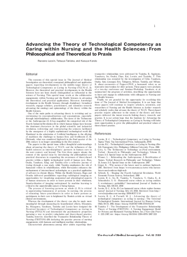 (PDF) Advancing the Theory of Technological Competency as Caring in ...