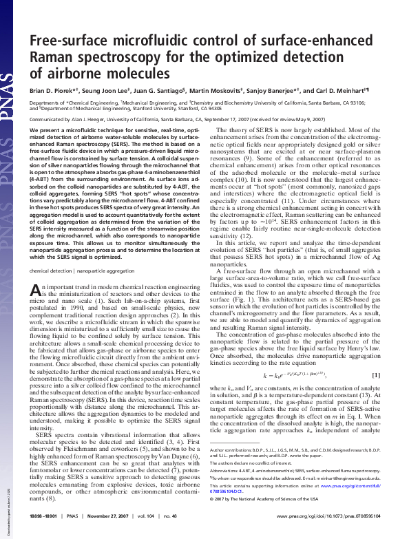 (PDF) Free-surface microfluidic control of surface-enhanced Raman ...