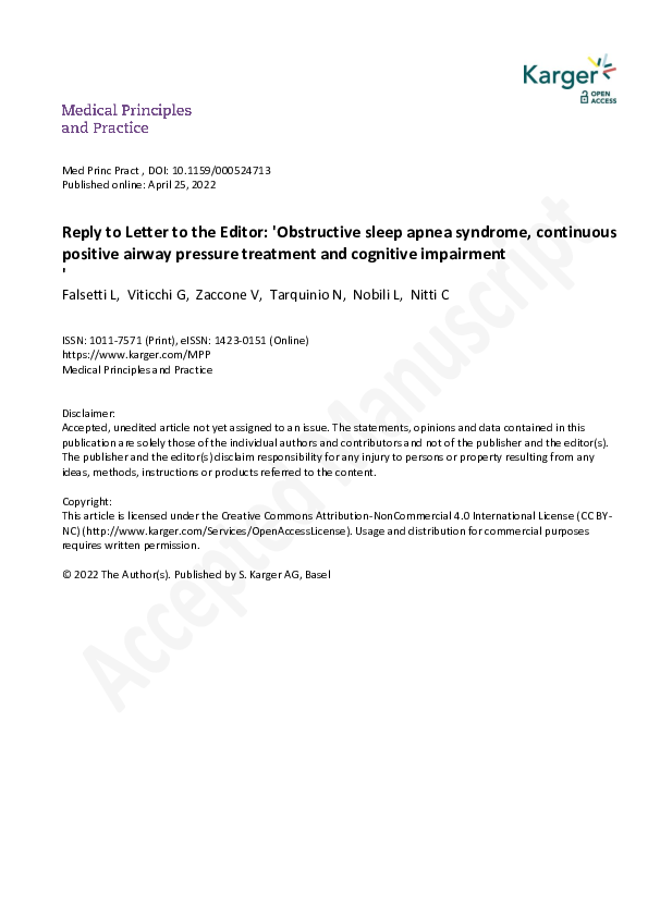 (PDF) Reply to Letter to the Editor: 'Obstructive sleep apnea syndrome ...