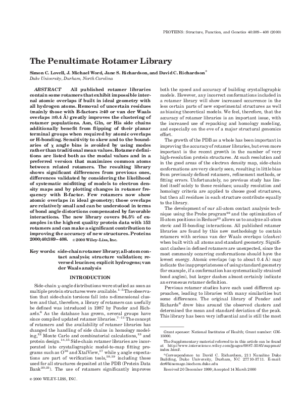 (PDF) The penultimate rotamer library