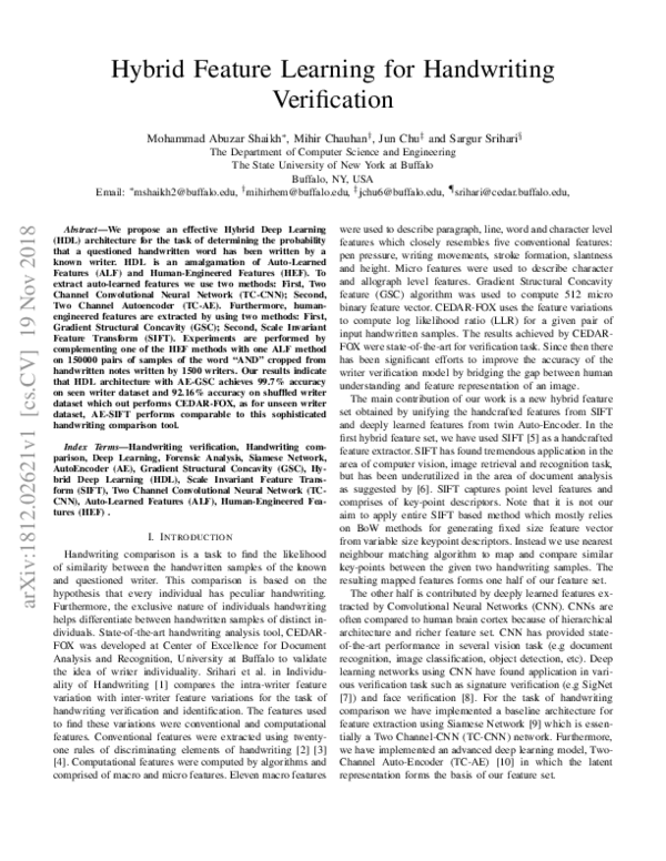 (PDF) Hybrid Feature Learning for Handwriting Verification