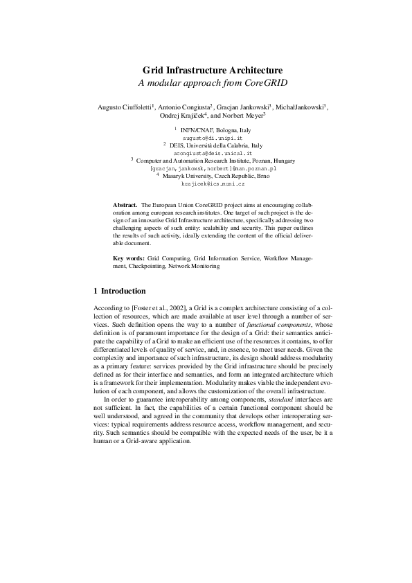 Pdf Grid Infrastructure Architecture A Modular Approach From Coregrid
