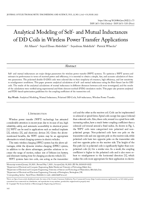 (PDF) Analytical Modeling of Self- and Mutual Inductances of DD Coils in Wireless Power Transfer ...