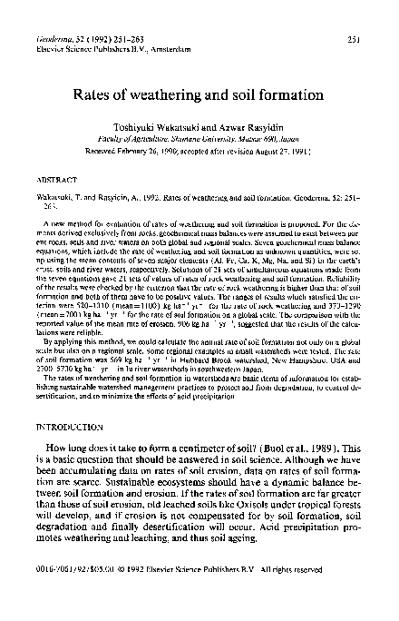 (PDF) Rates of weathering and soil formation