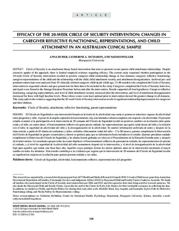 (PDF) Efficacy of the 20-WEEK Circle of Security Intervention: Changes ...