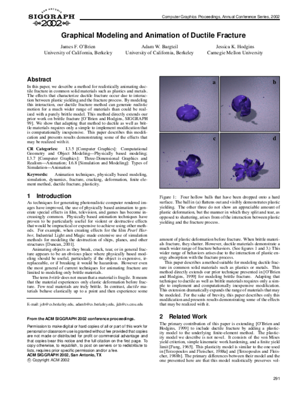 (PDF) Graphical Modeling and Animation of Ductile Fracture