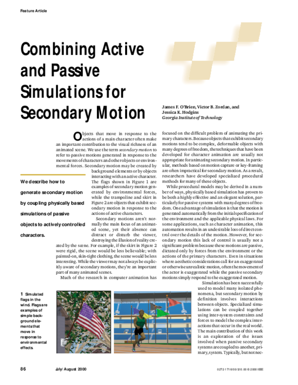 (PDF) Combining Active and Passive Simulations for Secondary Motion 1 ...