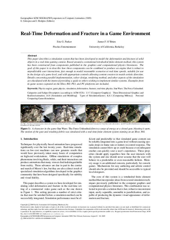 (PDF) Real-Time Deformation and Fracture in a Game Environment