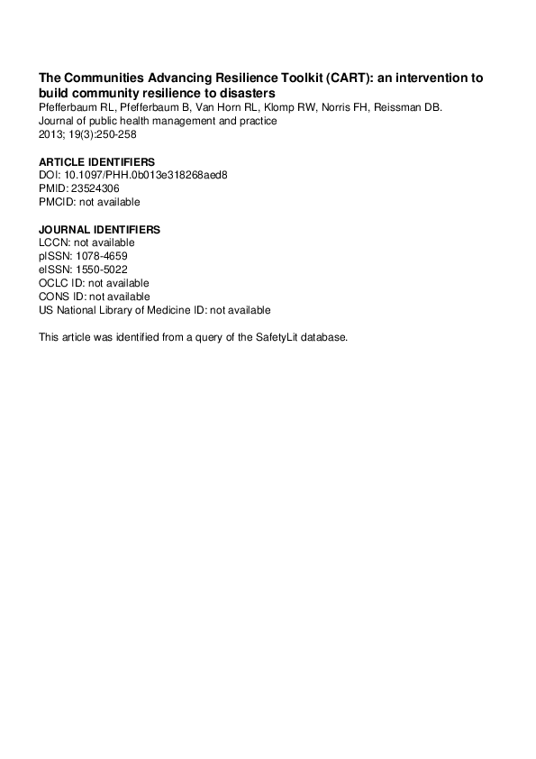 (PDF) The Communities Advancing Resilience Toolkit (CART)