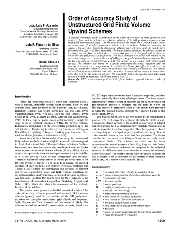 (PDF) Order of Accuracy Study of Unstructured Grid Finite Volume Upwind ...