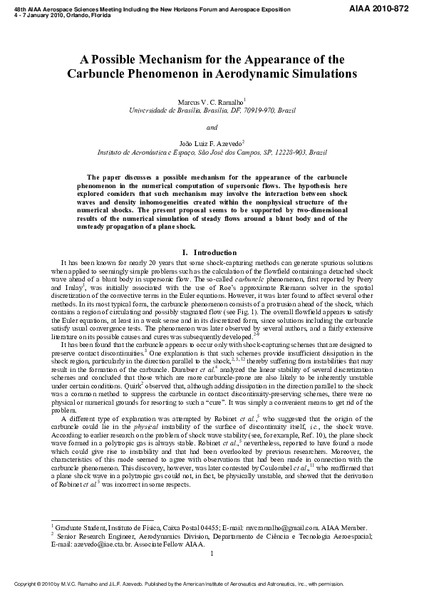 (PDF) A Possible Mechanism for the Appearance of the Carbuncle ...