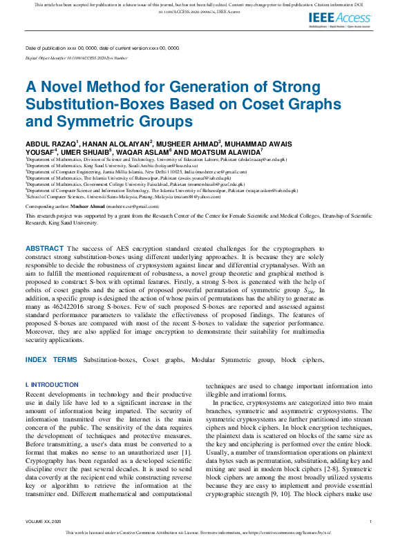 (PDF) A Novel Method for Generation of Strong Substitution-Boxes Based ...