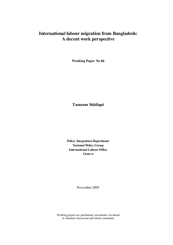 (PDF) International labour migration from Bangladesh: A decent work ...