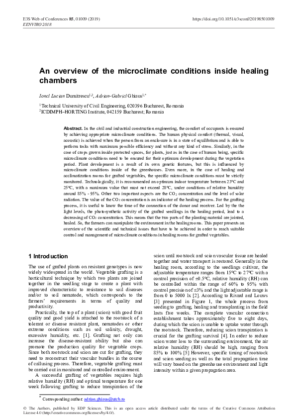 (PDF) An overview of the microclimate conditions inside healing chambers