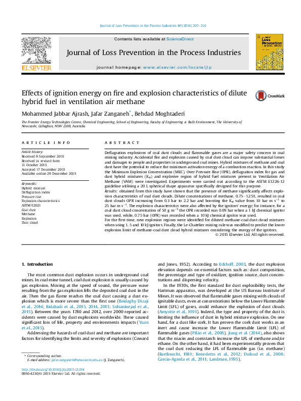 (PDF) Effects of ignition energy on fire and explosion characteristics ...