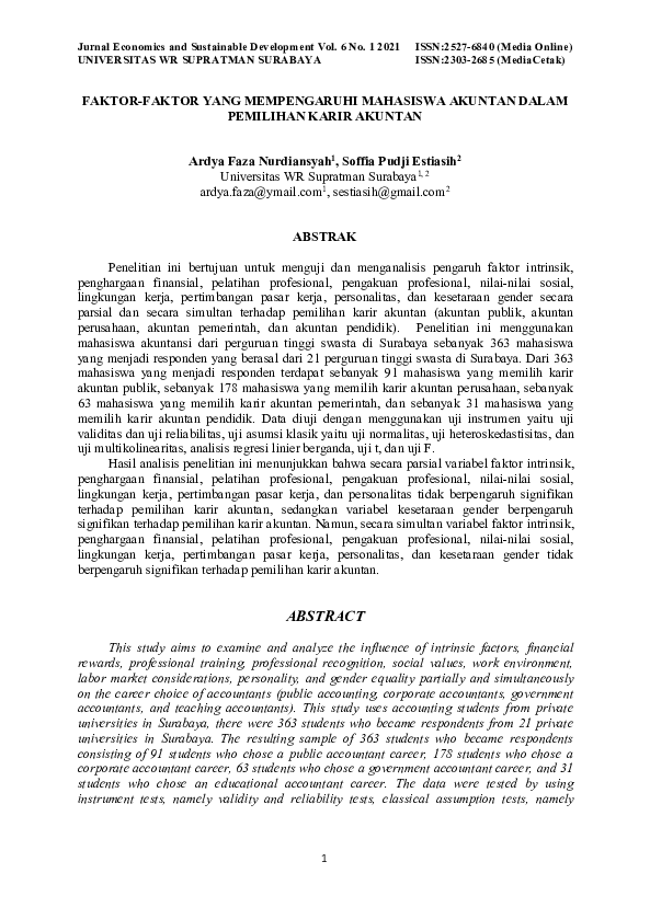 (PDF) A. Faktor-Faktor Yang Mempengaruhi Mahasiswa Akuntan Dalam Pemilihan Karir Akuntan