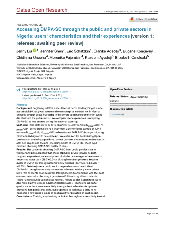 (PDF) Accessing DMPA-SC through the public and private sectors in ...